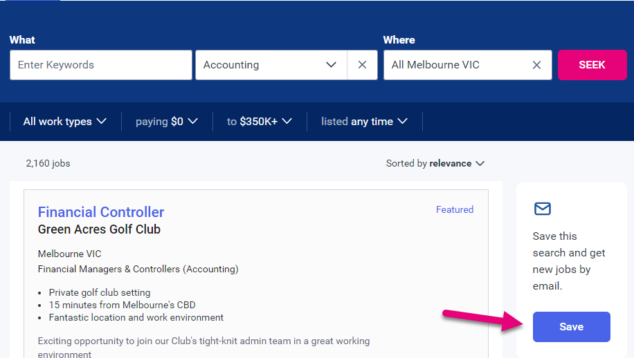 How do I save a search? - SEEK