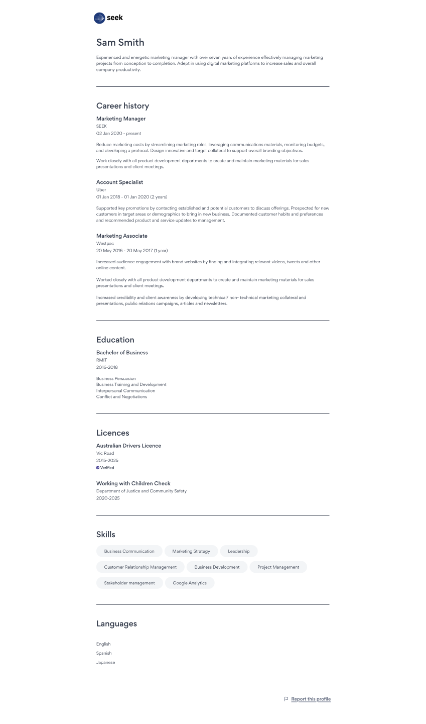 How do I share my SEEK Profile? - SEEK