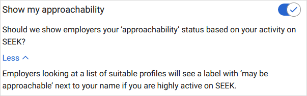What is profile visibility and approachability? - SEEK