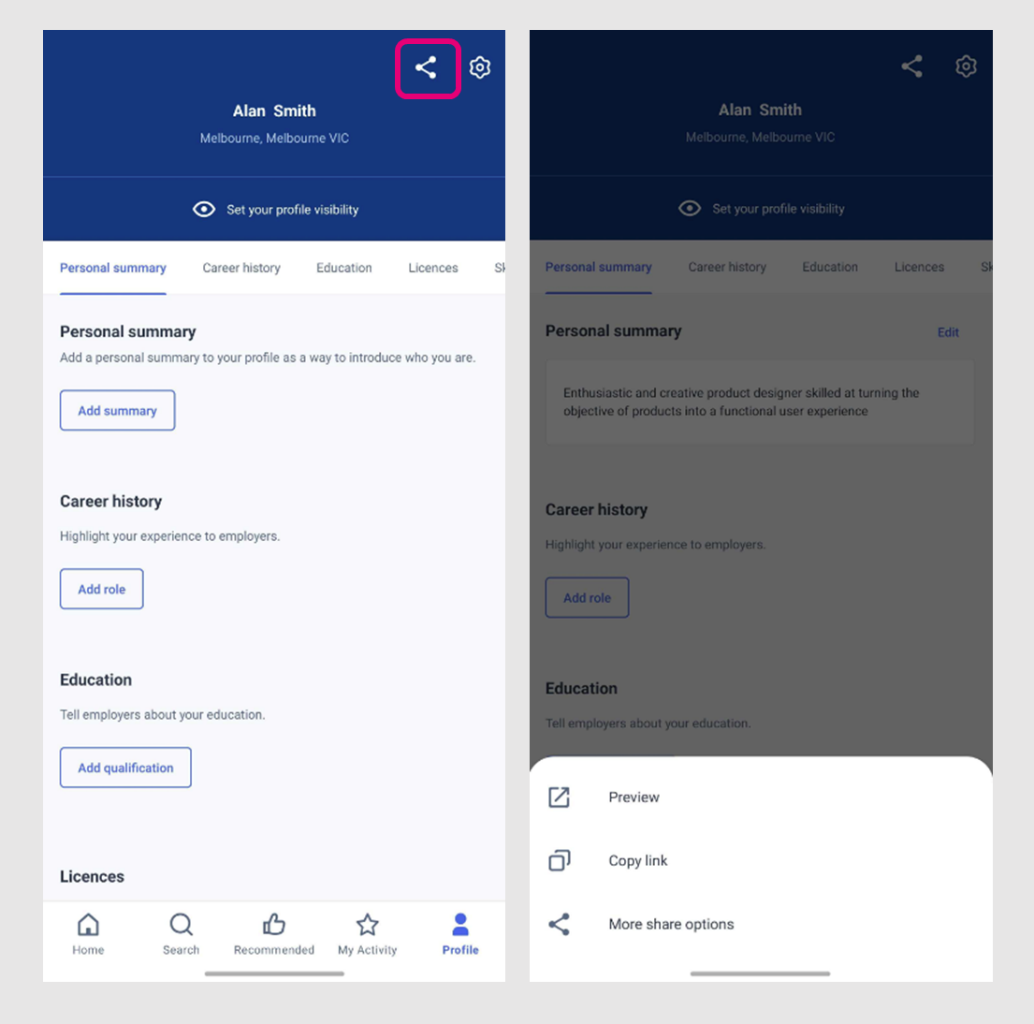 How do I share my SEEK Profile? - SEEK